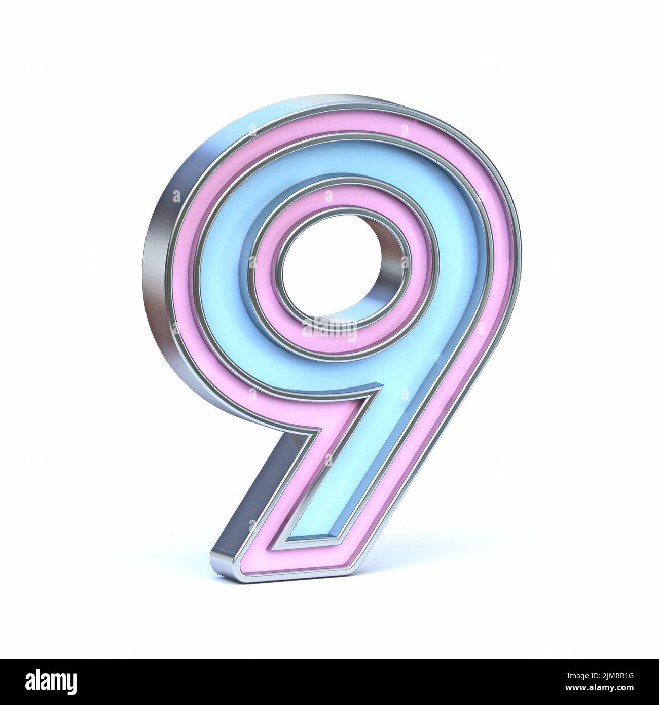 Blue and pink metal font Number 9 NINE 3D Stock Photo - Alamy