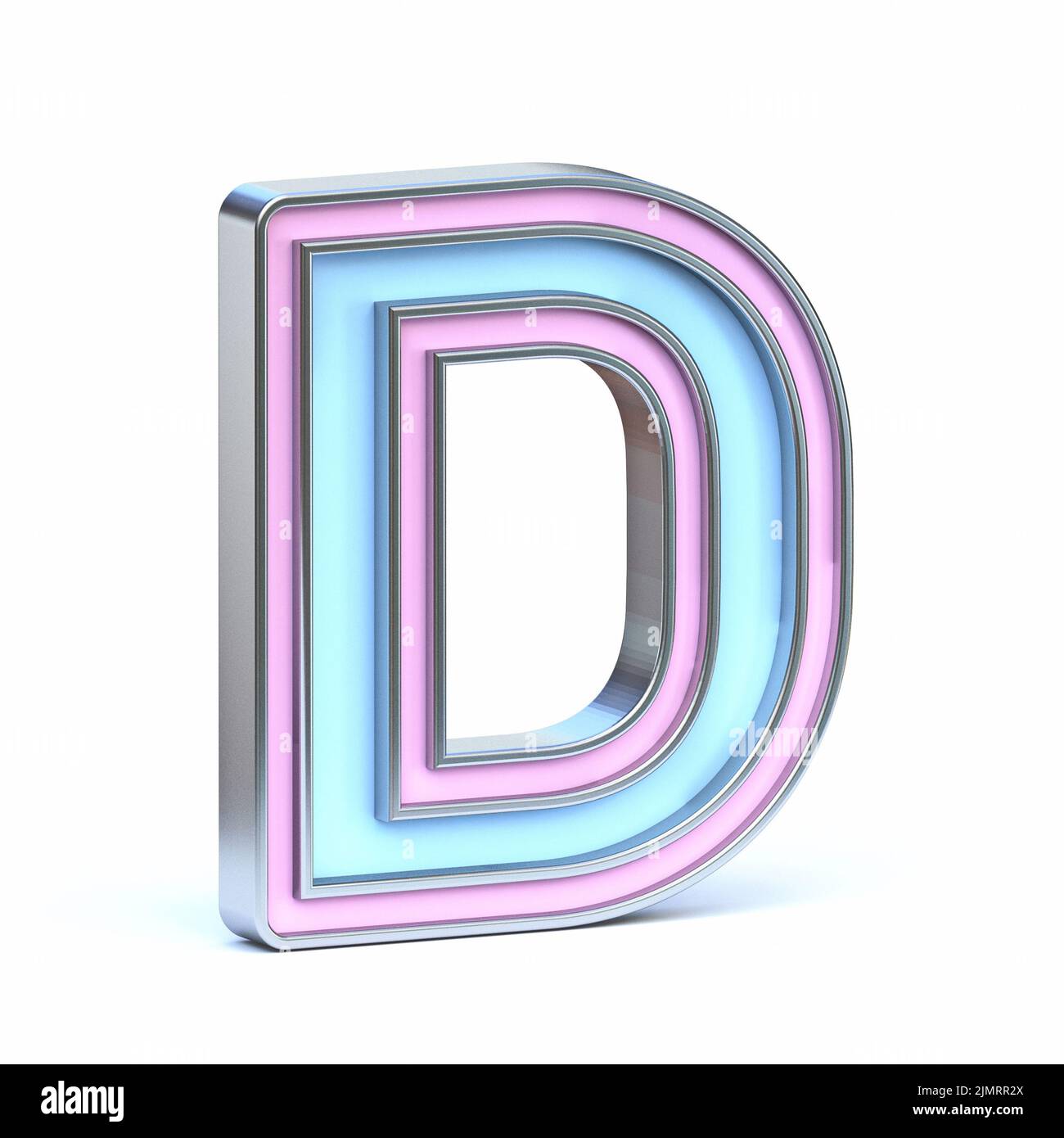 Blue and pink metal font Letter D 3D Stock Photo - Alamy