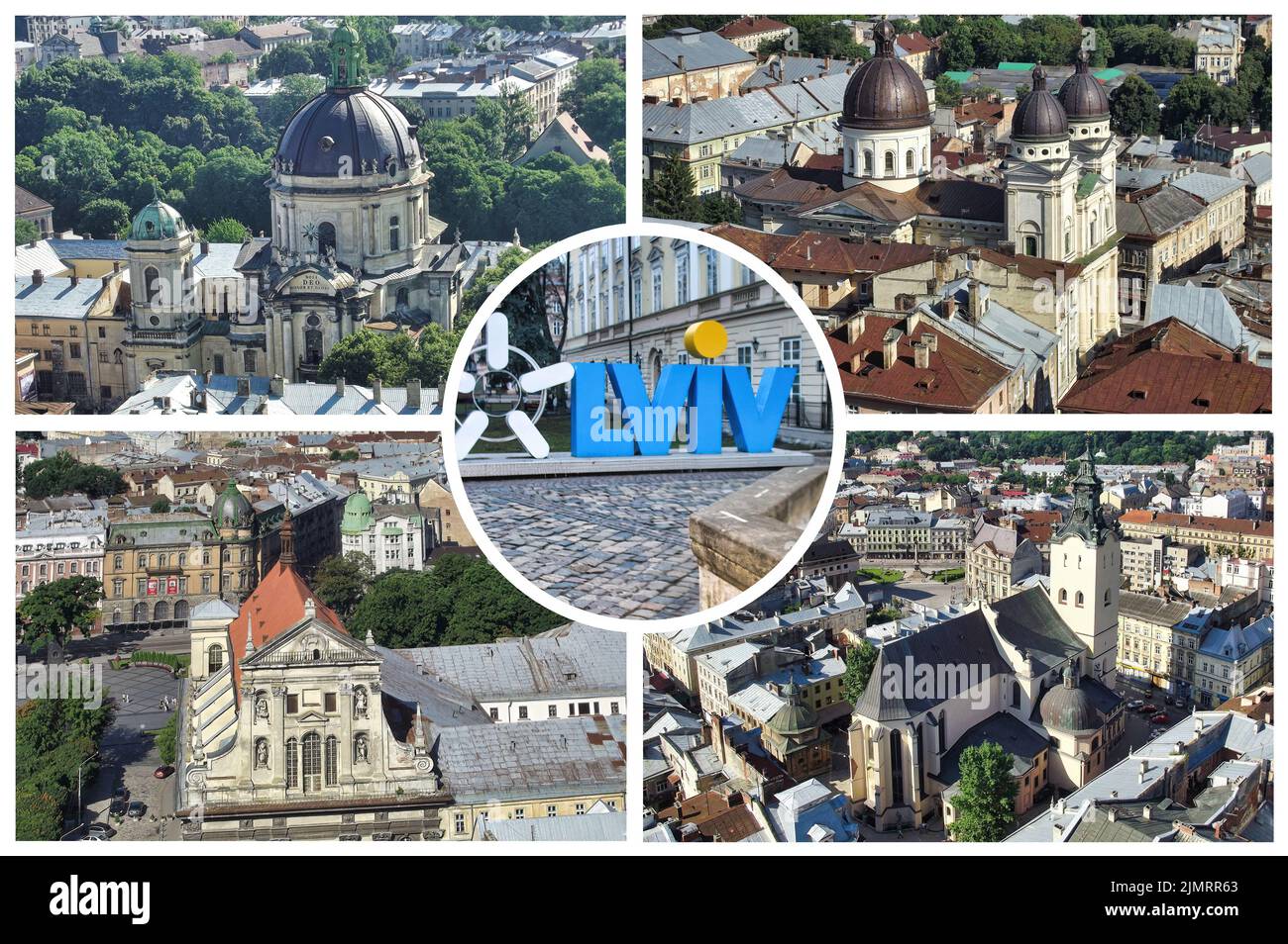 The pretty Ukrainian city of Lviv with its churches and palaces in the ...