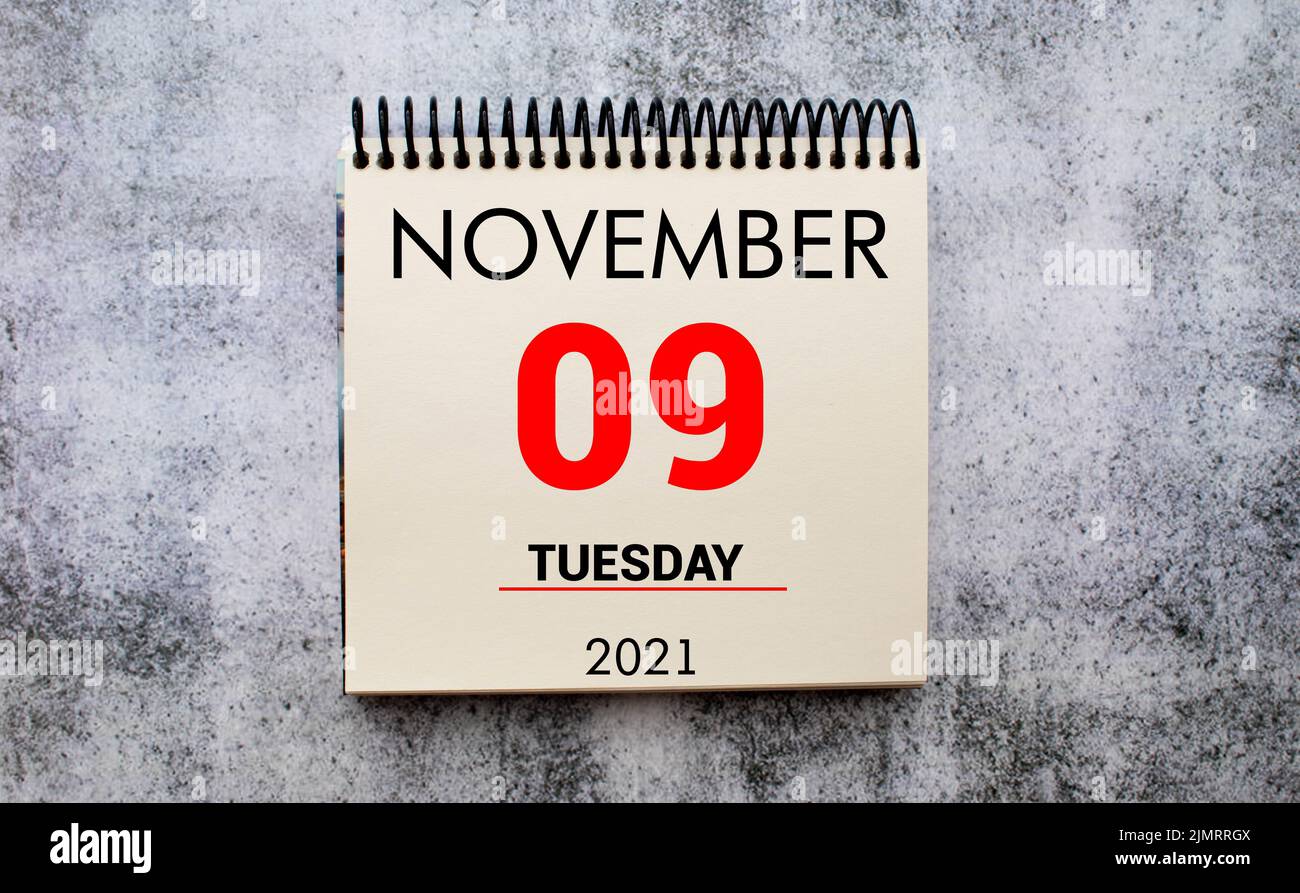 Save the Date written on a calendar - November 9 Stock Photo - Alamy