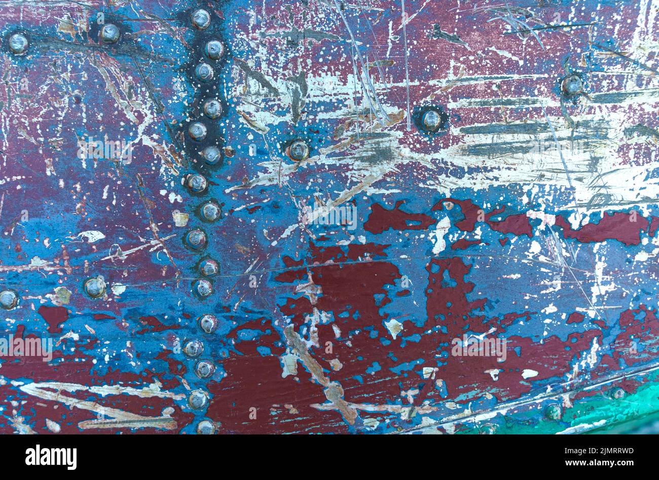 Texture of rusty metal with rivets, blue and red paints. Textures and ...