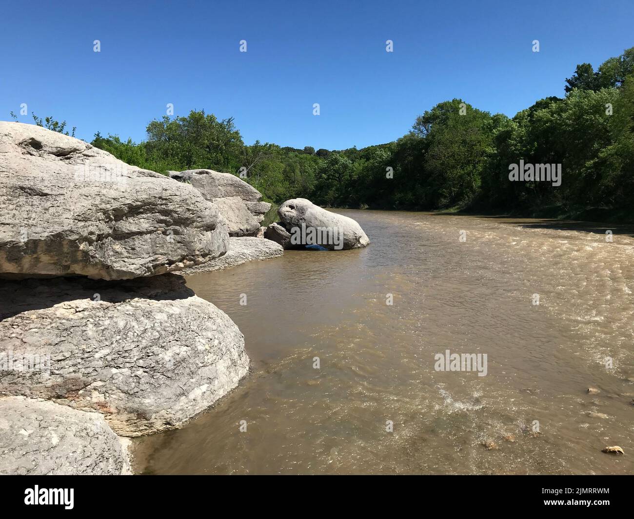 A scenic view of the boulders by a river in the Big Rocks Park (Glen ...