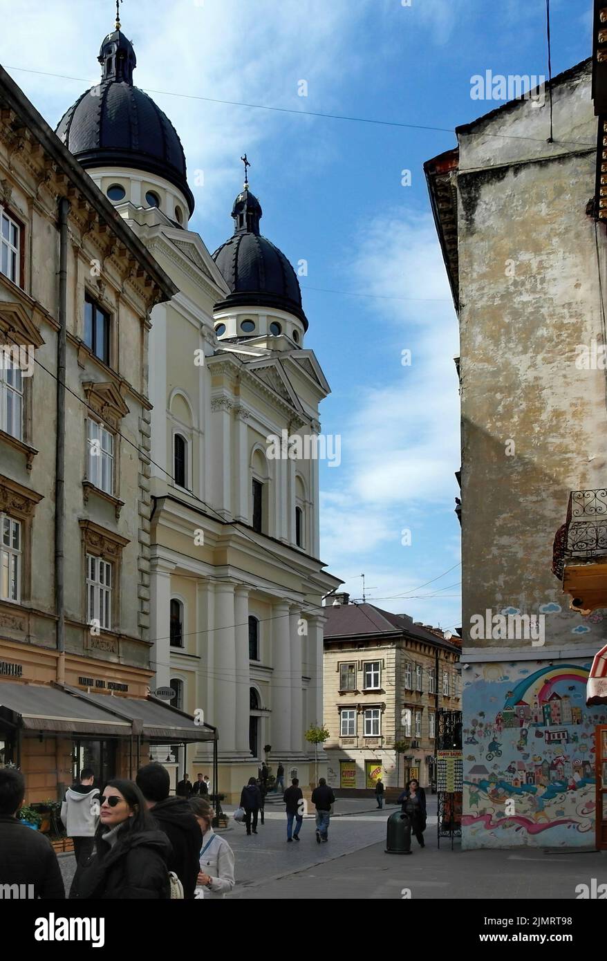 The pretty Ukrainian city of Lviv with its churches and palaces in the ...
