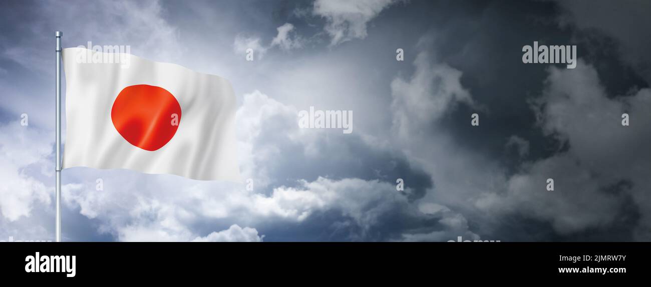 Japanese flag on a cloudy sky Stock Photo - Alamy