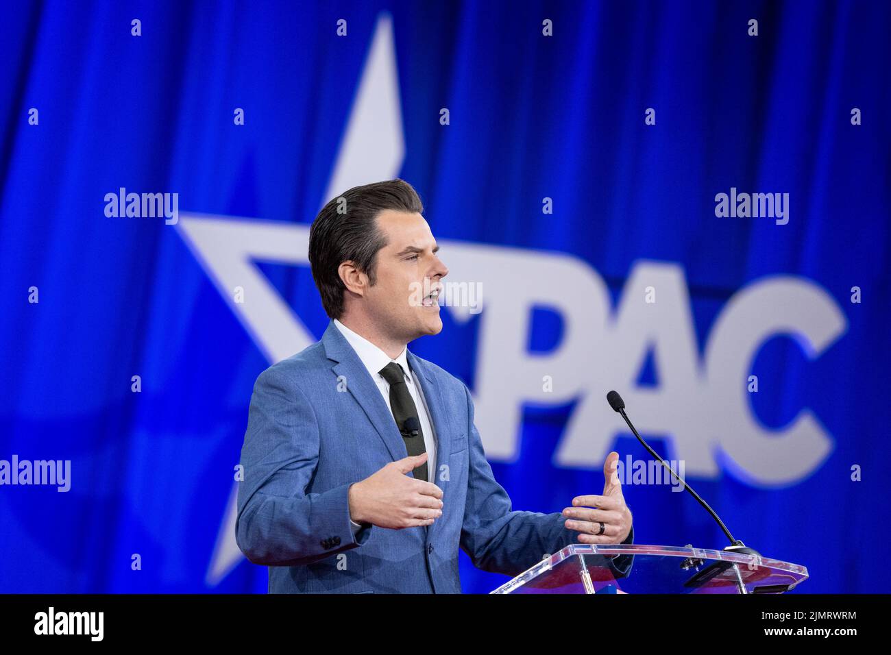 Dallas, TX - August 6, 2022: Congressman Matt Gaetz speaks during CPAC ...