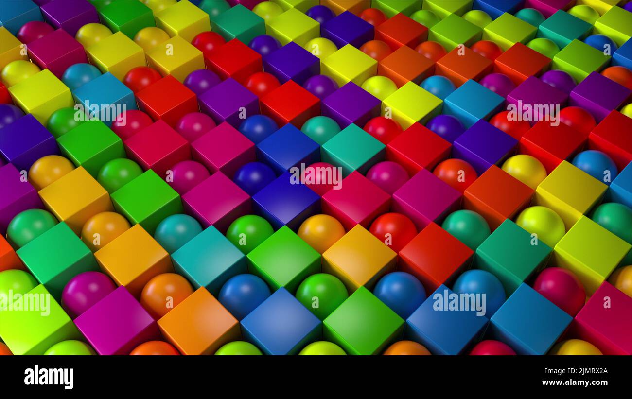 Colorful cubes and spheres Stock Photo - Alamy