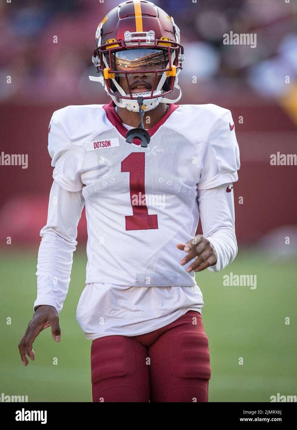 August 6, 2022: Washington Commanders wide receiver Jahan Dotson (1 ...