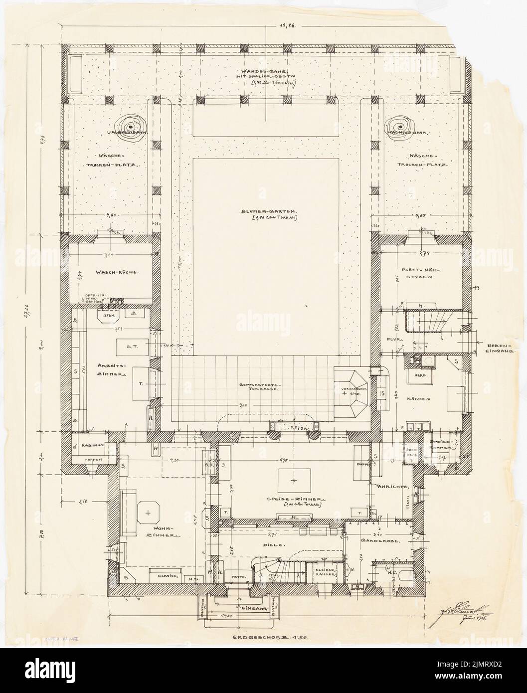 Blunck Erich (1872-1950), single-family house with atrium flower garden ...