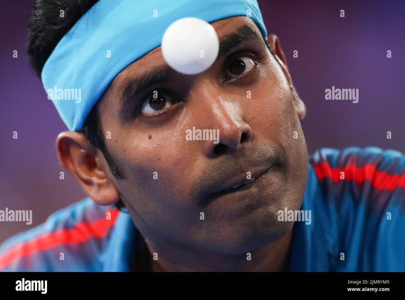 India’s Sharath Kamal Achanta competes during the Table Tennis Men's ...