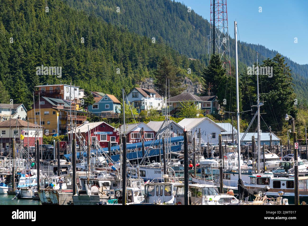 The Thomas Basin boat harbor with the historic city center behind in ...