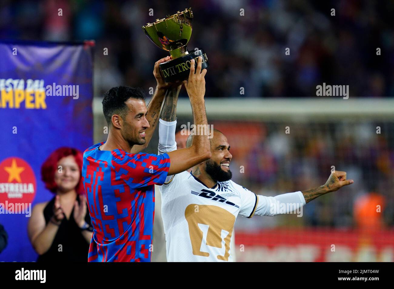 Sergio Busquets of FC Barcelona with Daniel Alves of Puma with the Joan ...