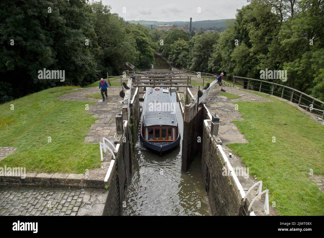 The Bingley Five Rise Locks along the Leeds and Liverpool canal in ...