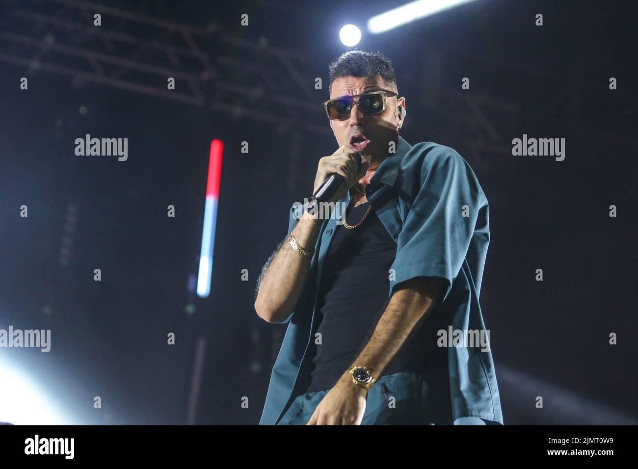 Pescara, Italy. 07th Aug, 2022. Italian rapper Marracash (Fabio Bartolo ...