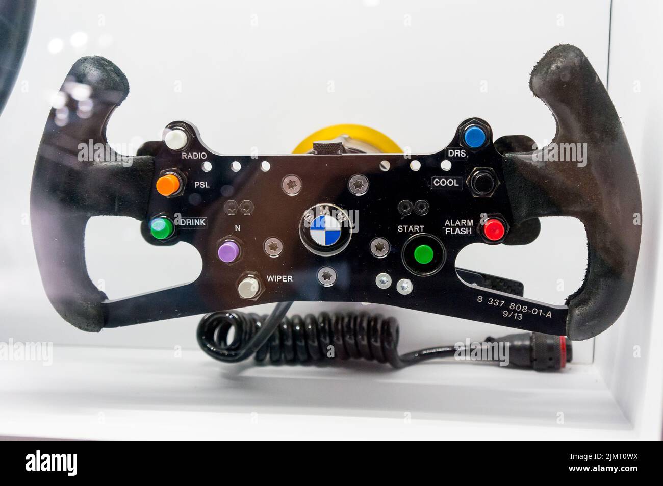 Munich, Germany - March 10, 2016: Detail of steering wheel of Formula ...