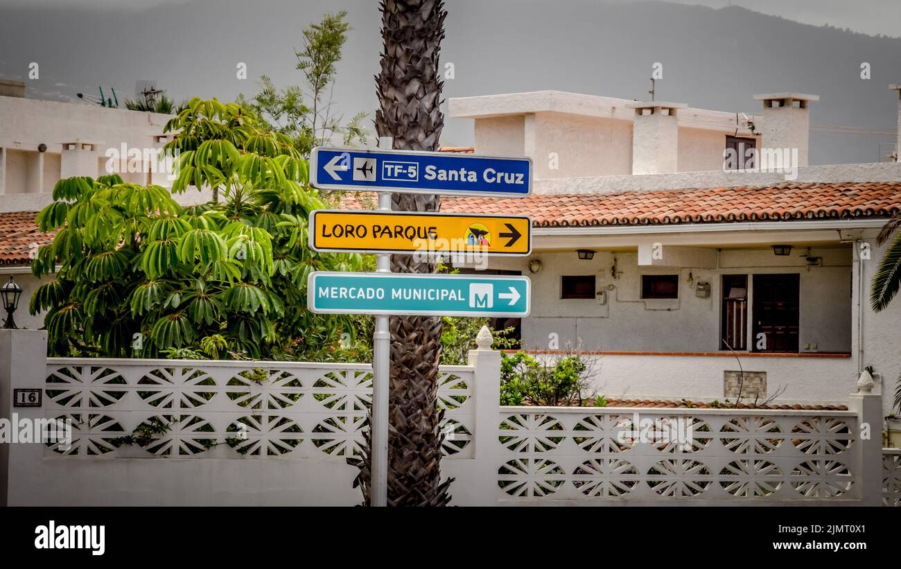 A closeup of road signs in Tenerife Stock Photo - Alamy