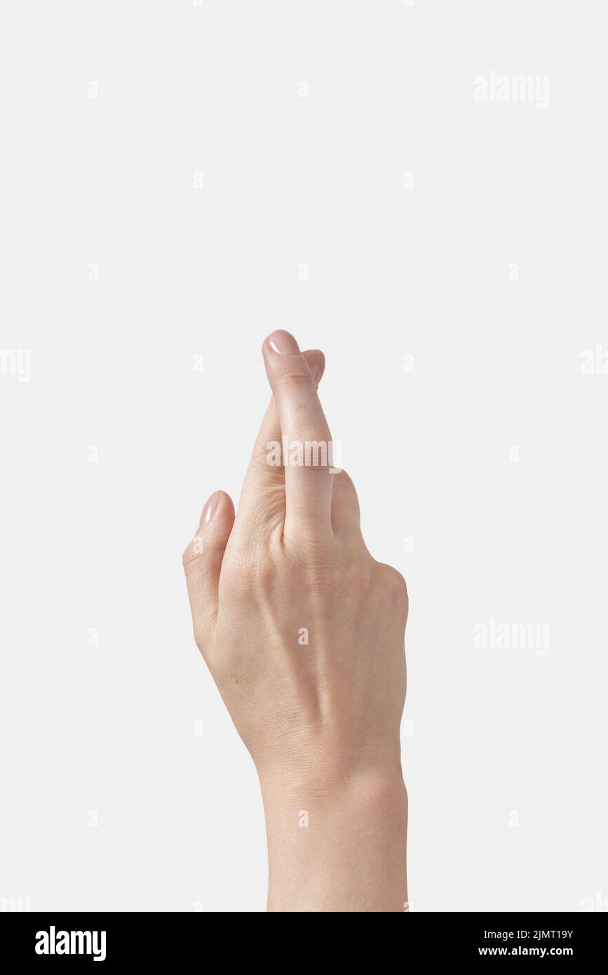Female hand alphabet finger R letter spelling on white Stock Photo - Alamy