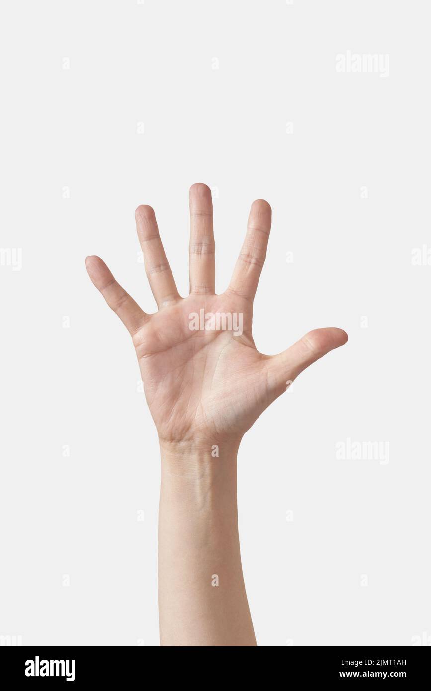 Counting on fingers male hand, number five Stock Photo - Alamy