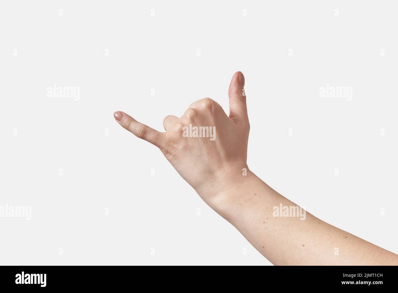 Alphabet finger language Y letter female hand on white Stock Photo - Alamy