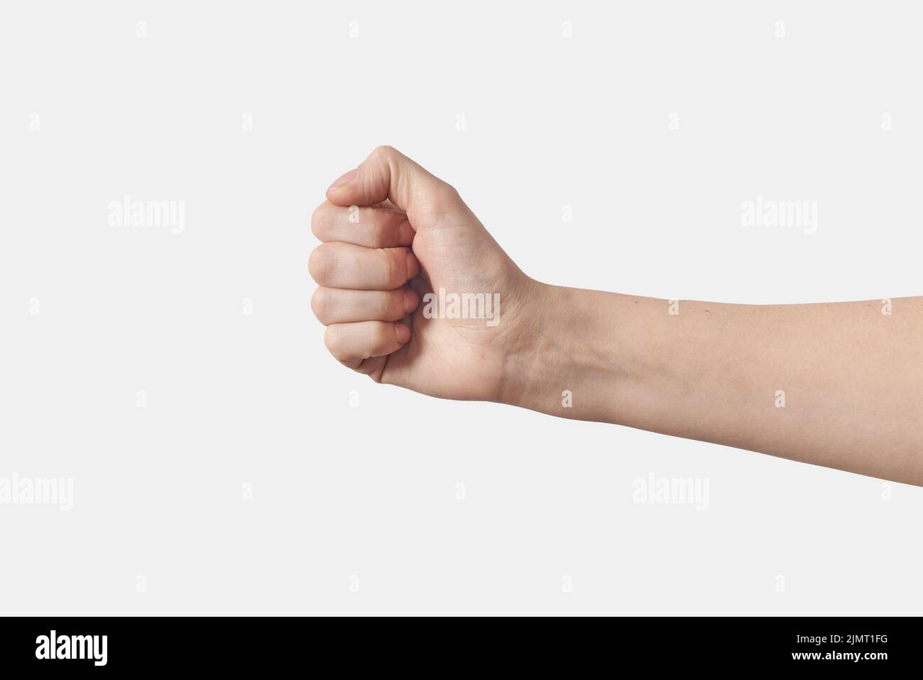 Female hand in fist, A letter in sign language horizontal Stock Photo ...