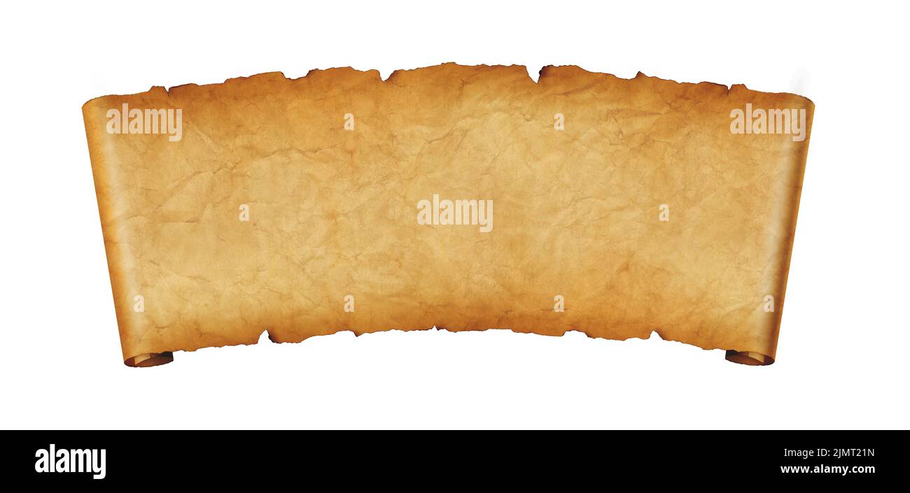 Old paper horizontal banner. Parchment scroll isolated on white Stock ...