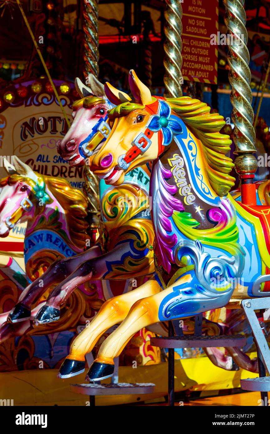 Colourful horses on a carousel (Greenwich, London, UK Stock Photo - Alamy