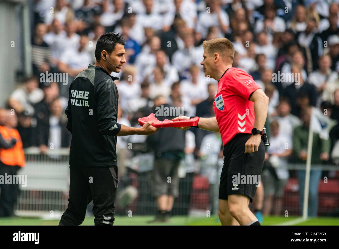 Copenhagen, Denmark. 07th Aug, 2022. Refeee Jakob Sundberg seen with a ...