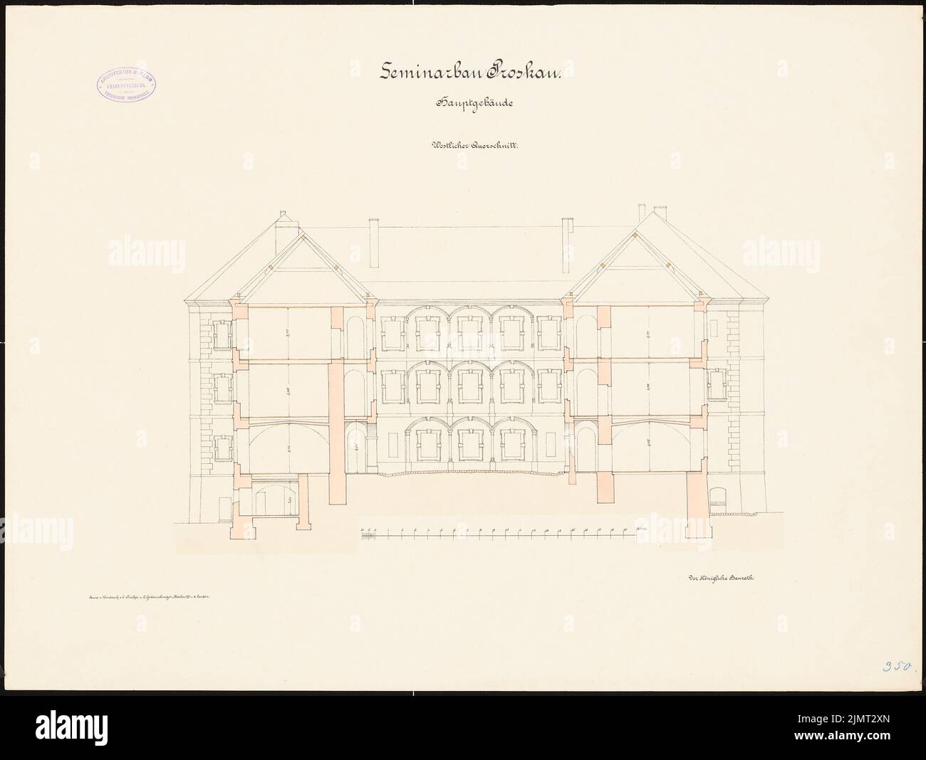Unknown architect, (teacher?) Seminar in Proskau (approx. 1891): cross ...