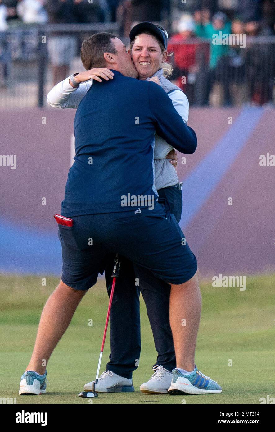 South Africa’s Ashleigh Buhai celebrates with husband David Buhai on ...