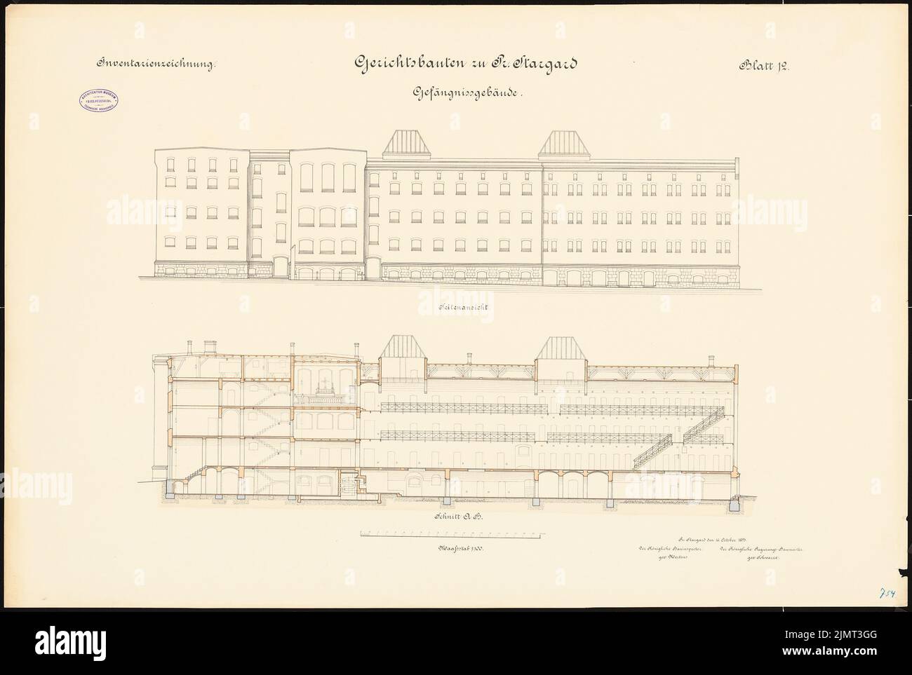 Unknown architect, court buildings, Prussian Stargard. Prison building ...