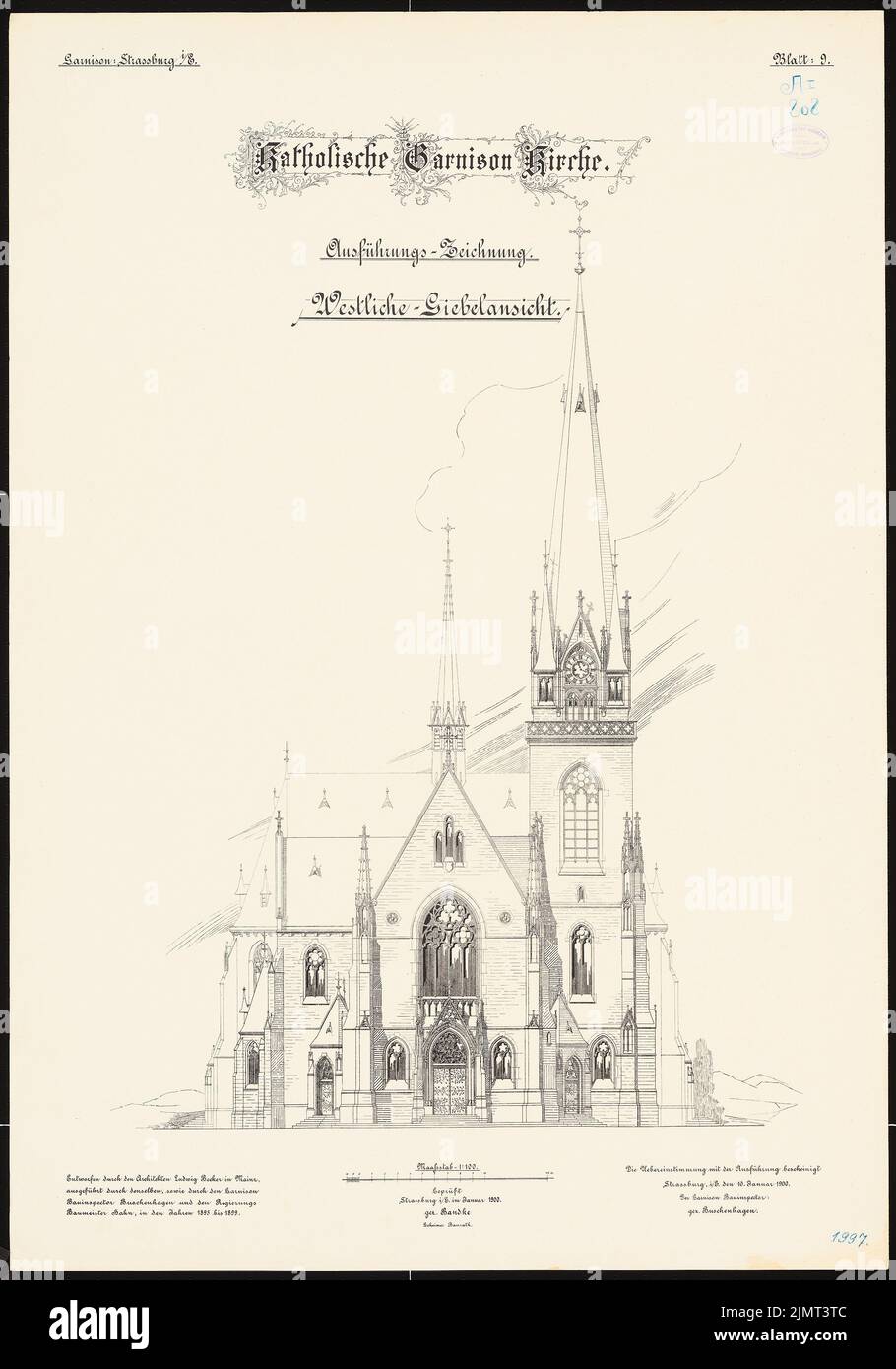 Becker Ludwig, Catholic garrison church in Strasbourg (January 10, 1900 ...