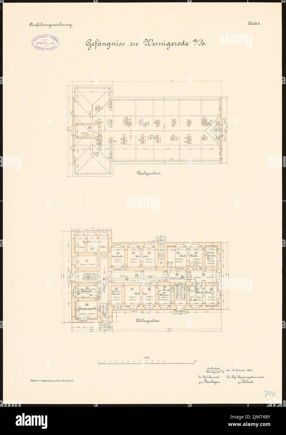 Unknown architect, district court and prison in Wernigerode (January 15 ...