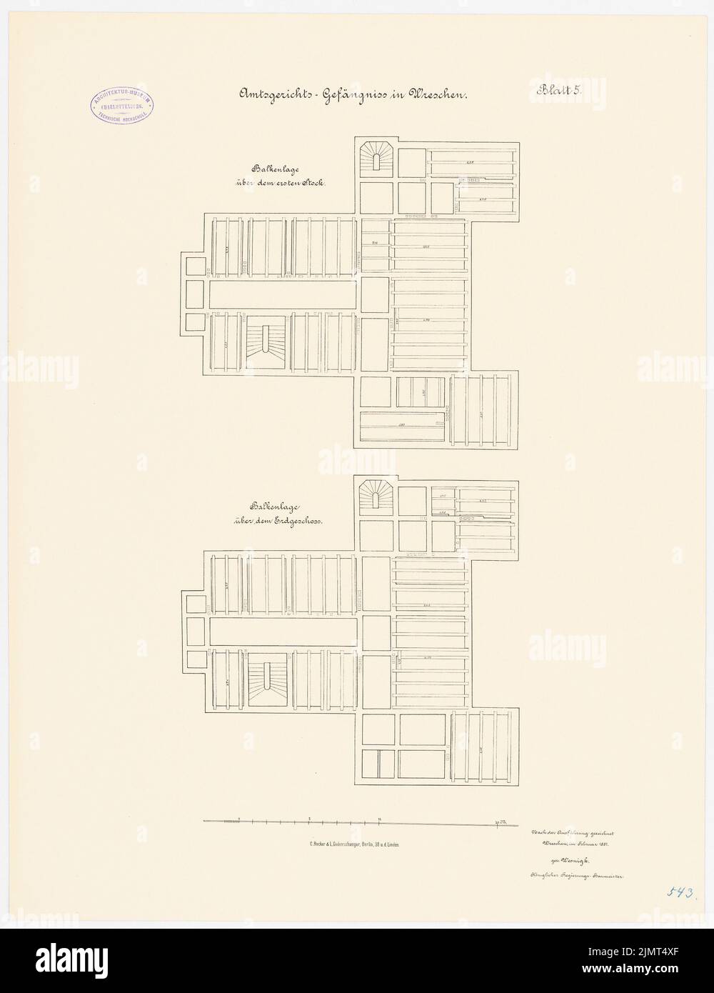 Unknown architect, district court and prison in Wrestchen (1887 ...
