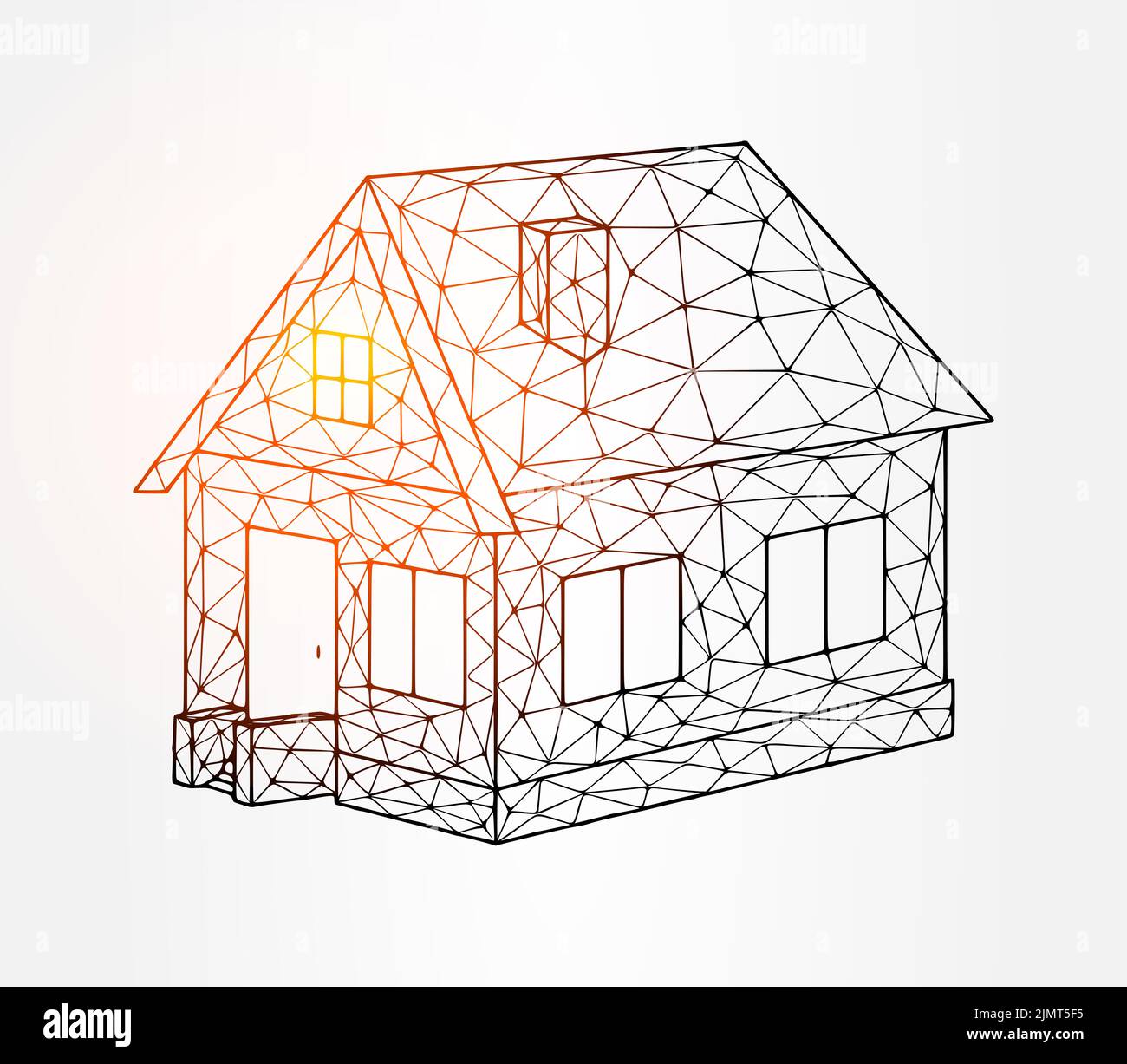 House low poly illustration on white background Stock Photo - Alamy