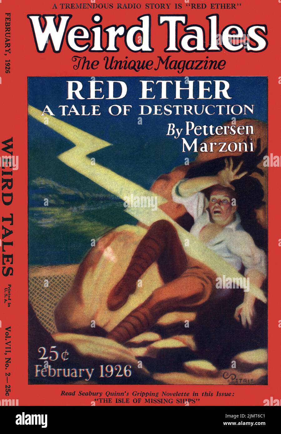 Cover of Weird Tales, February 1926, Volume 7, Number 2. Red Ether, by ...