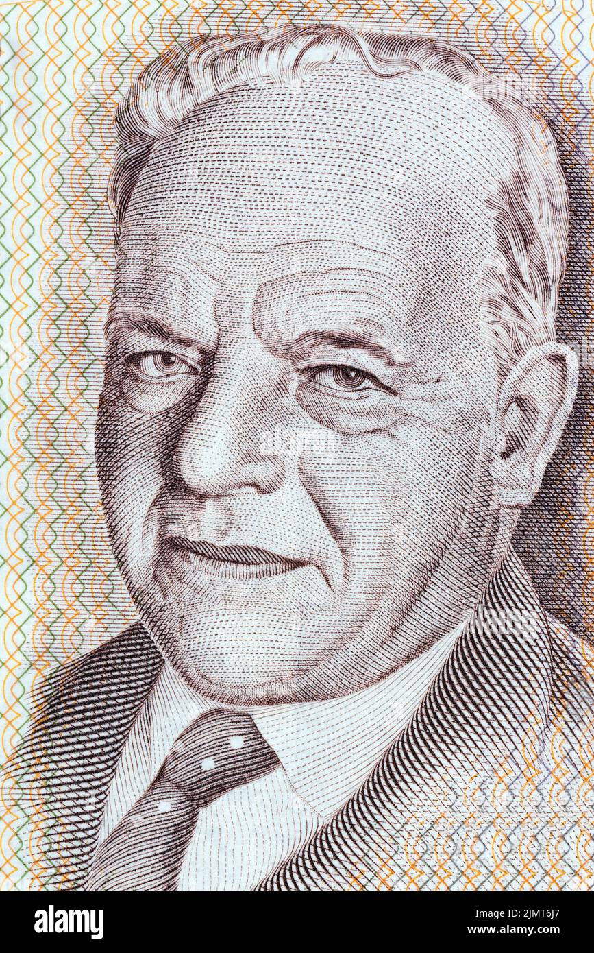 Hayim Nahman Bialik portrait from Israeli money Stock Photo - Alamy