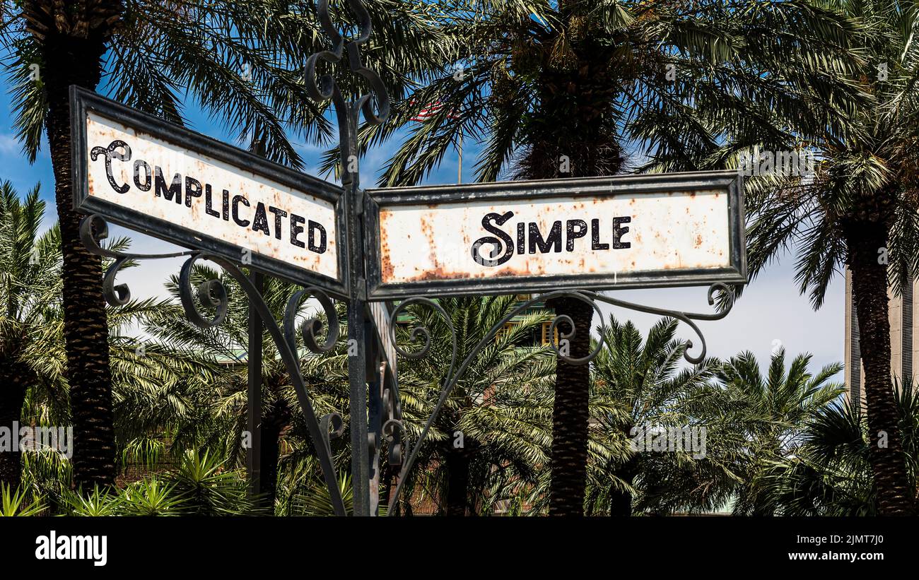 Street Sign Simple versus Complicated Stock Photo - Alamy