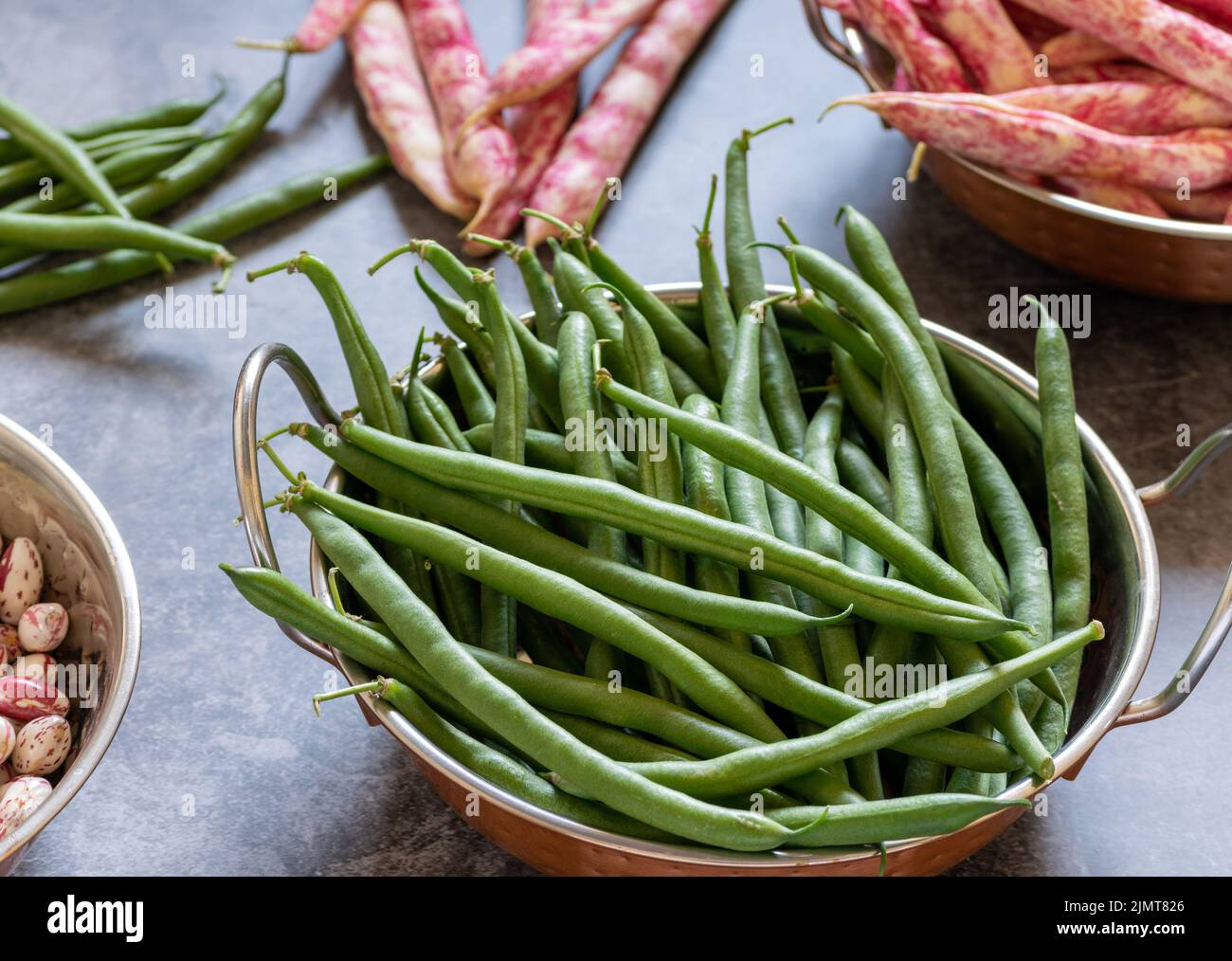 Green beans and red Romano beans Stock Photo - Alamy
