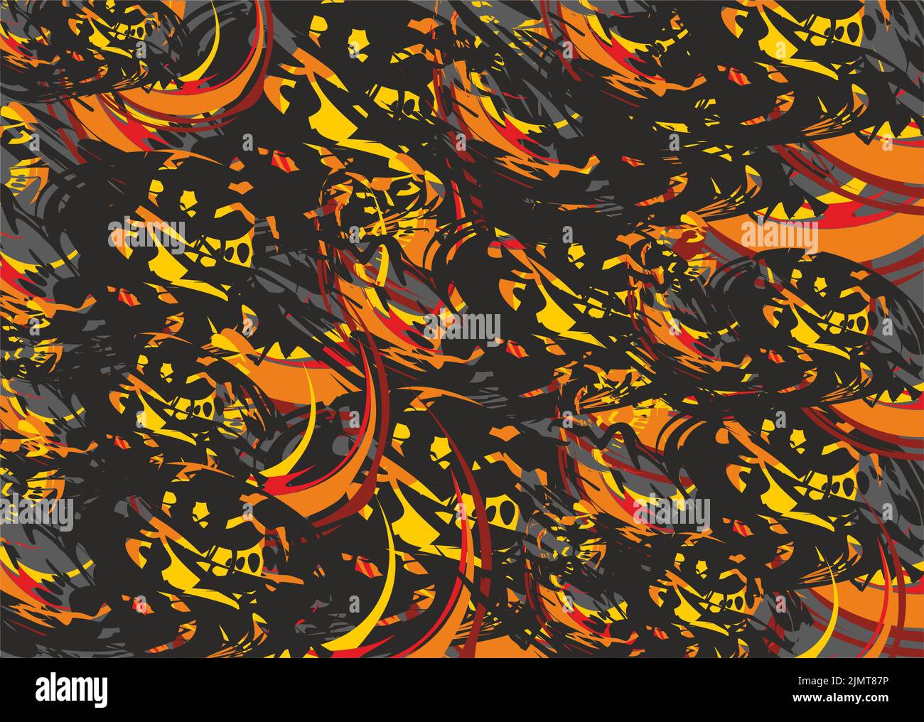 Scary dark background with tongues of flame and tribal butterfly wings ...