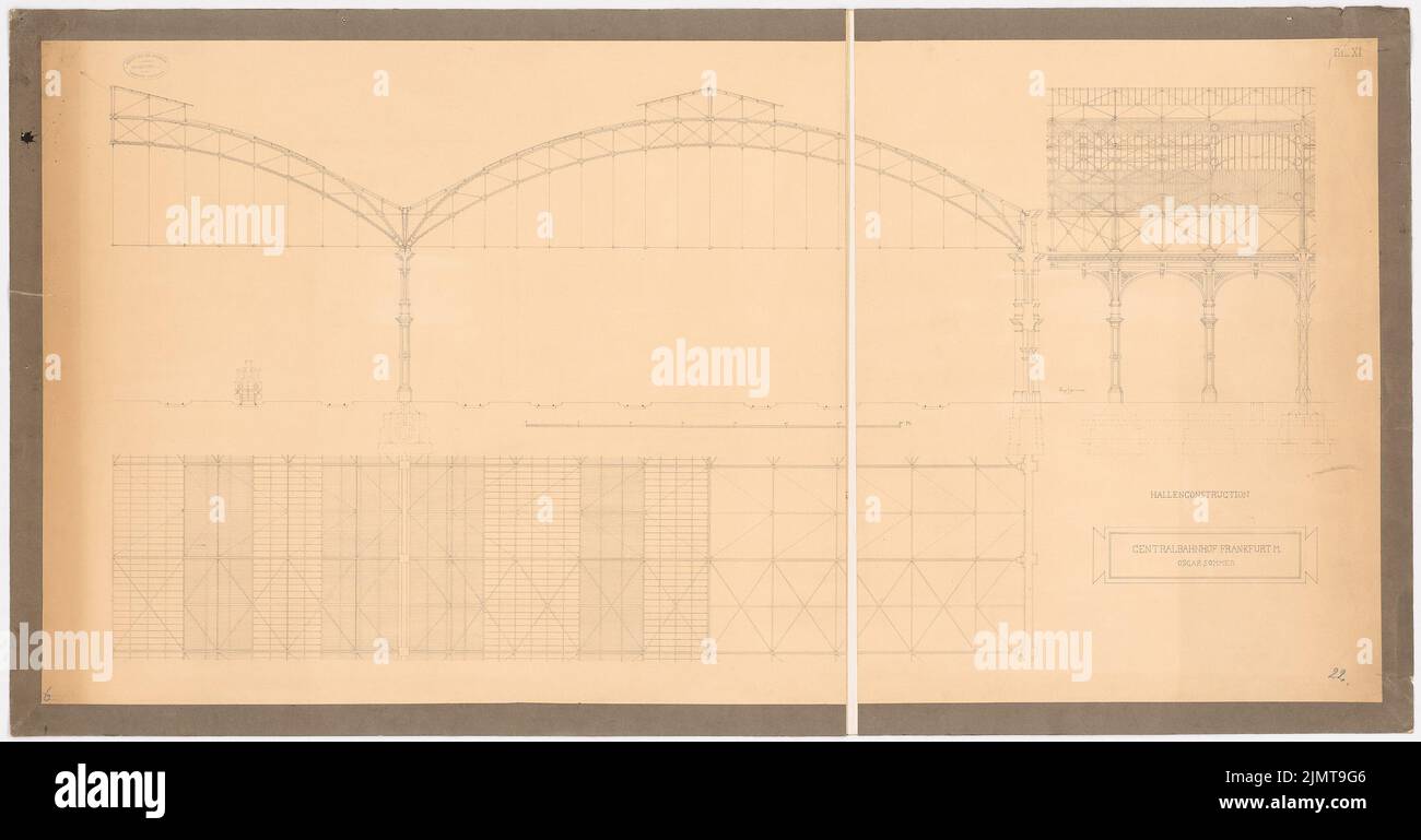Sommer Oscar (1840-1894), main train station in Frankfurt/Main (1880 ...