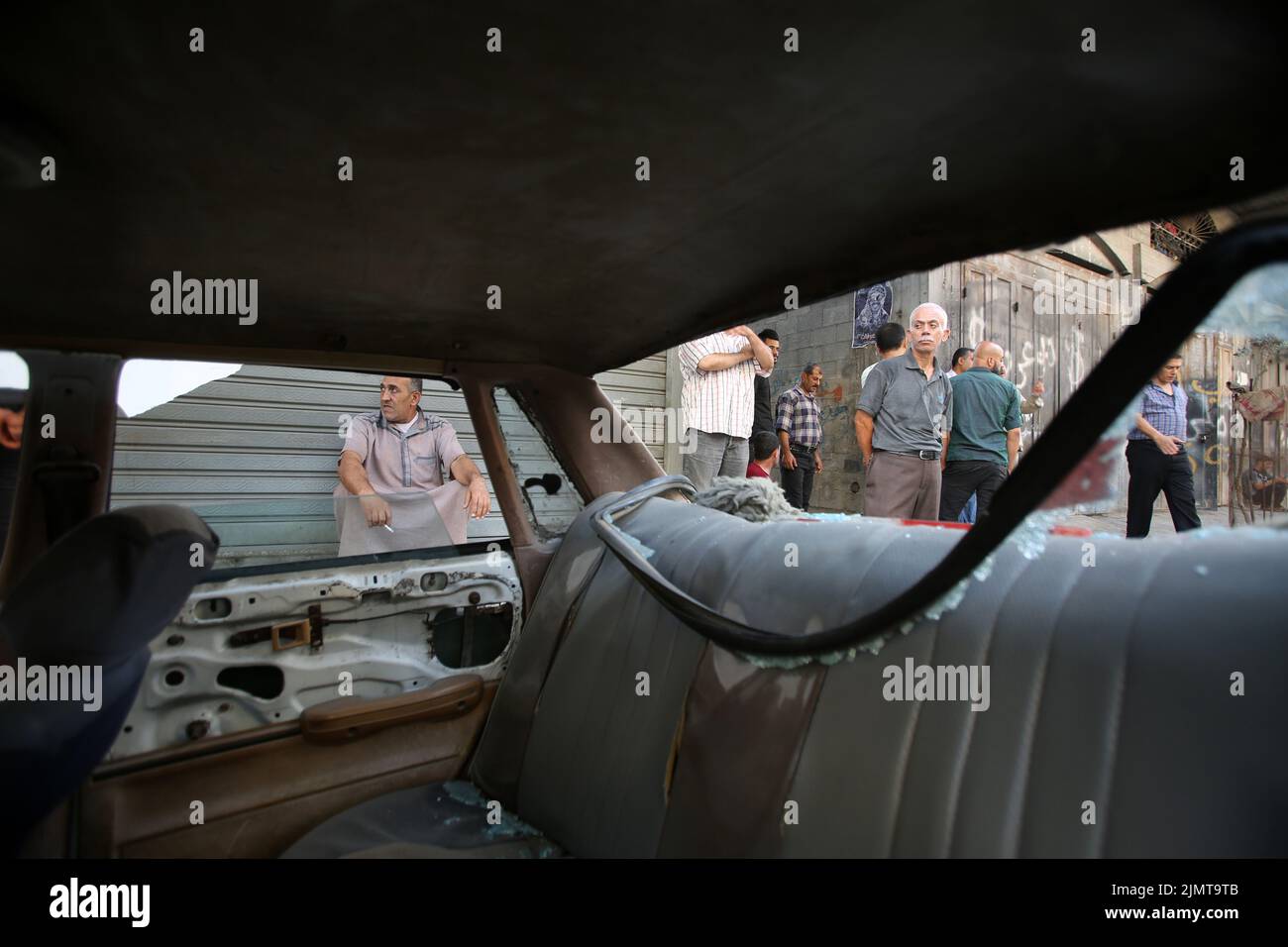 Interior view of damaged car amid Israel-Gaza fighting in the northern ...