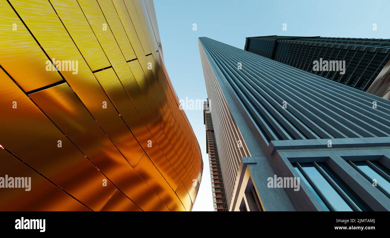 Low angle view of modern curve shape design buildings Stock Photo - Alamy