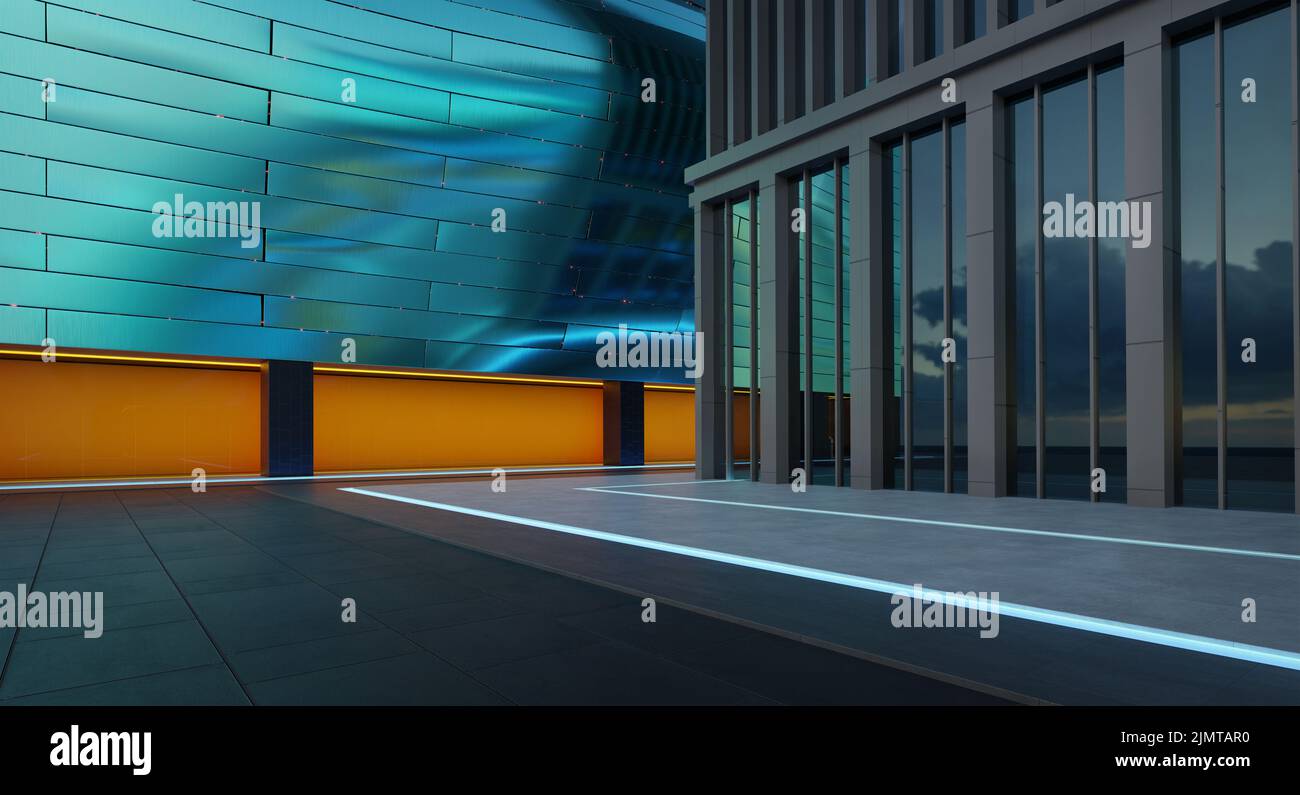 Empty floor with modern buildings Stock Photo - Alamy