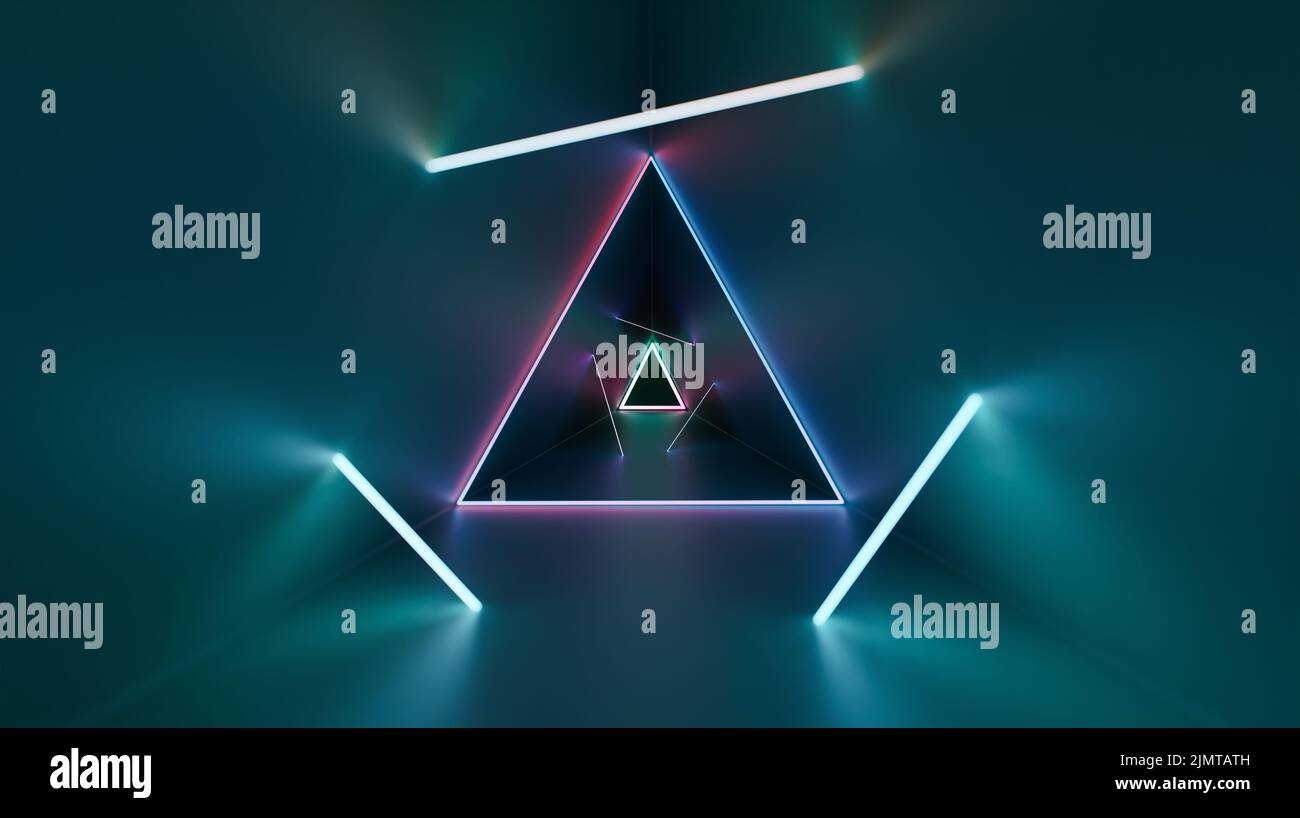 Abstract glowing colorful triangular laser rays neon Stock Photo - Alamy