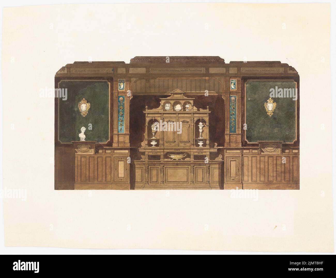 Baltzer Johannes (1862-1940), wall design with buffet (without date ...