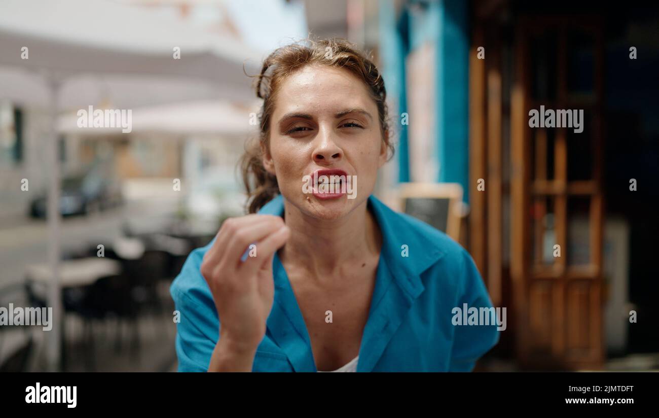Beautiful young woman outside shouting hi-res stock photography and ...