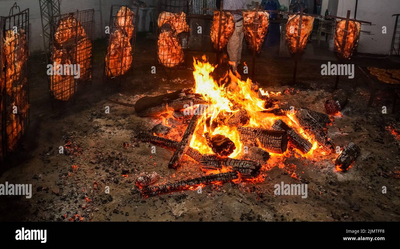 Roasted Crispy Ribs, traditional Argentinian barbecue Stock Photo - Alamy