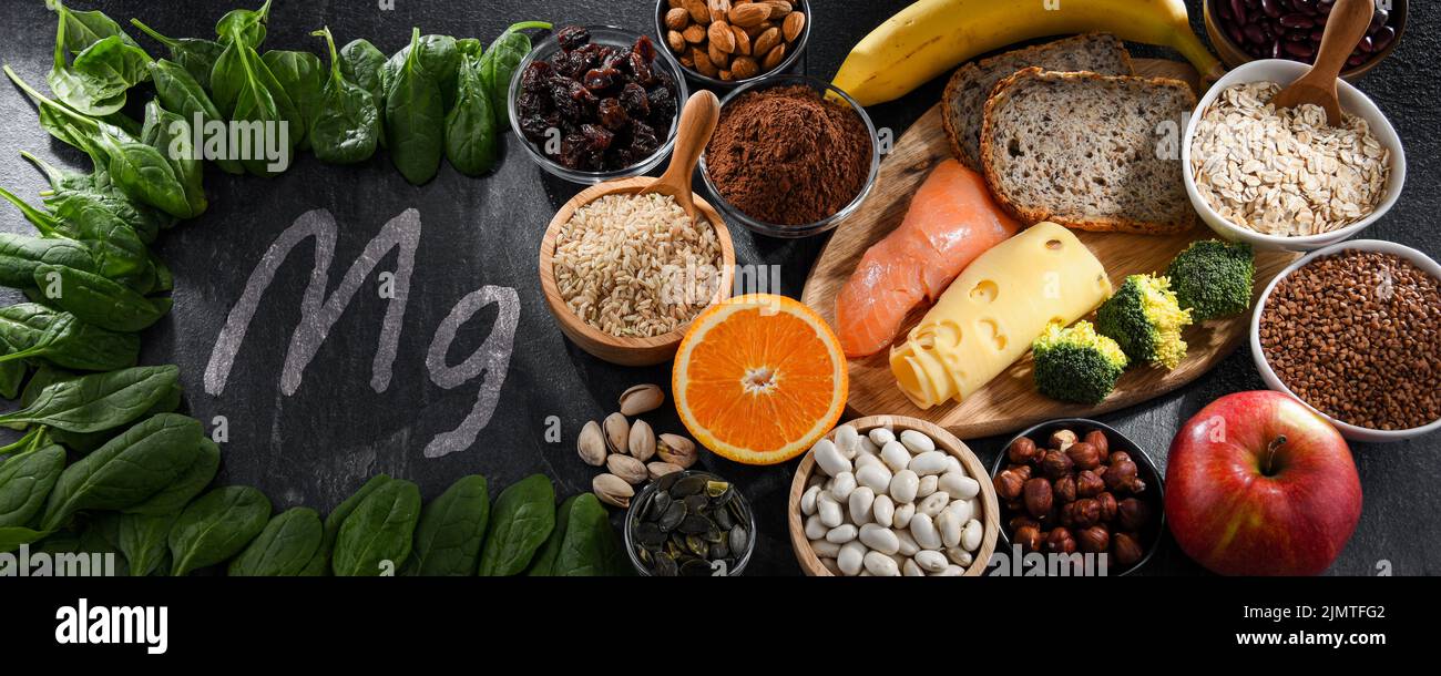 Composition with food products rich in magnesium Stock Photo - Alamy