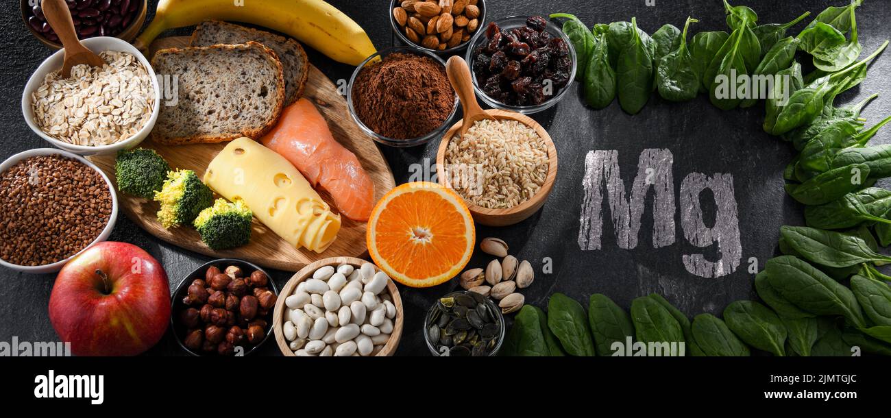 Composition with food products rich in magnesium Stock Photo - Alamy