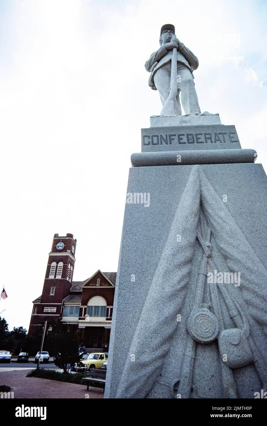 Confederate monument stands across from the Dooly County Courthouse in ...