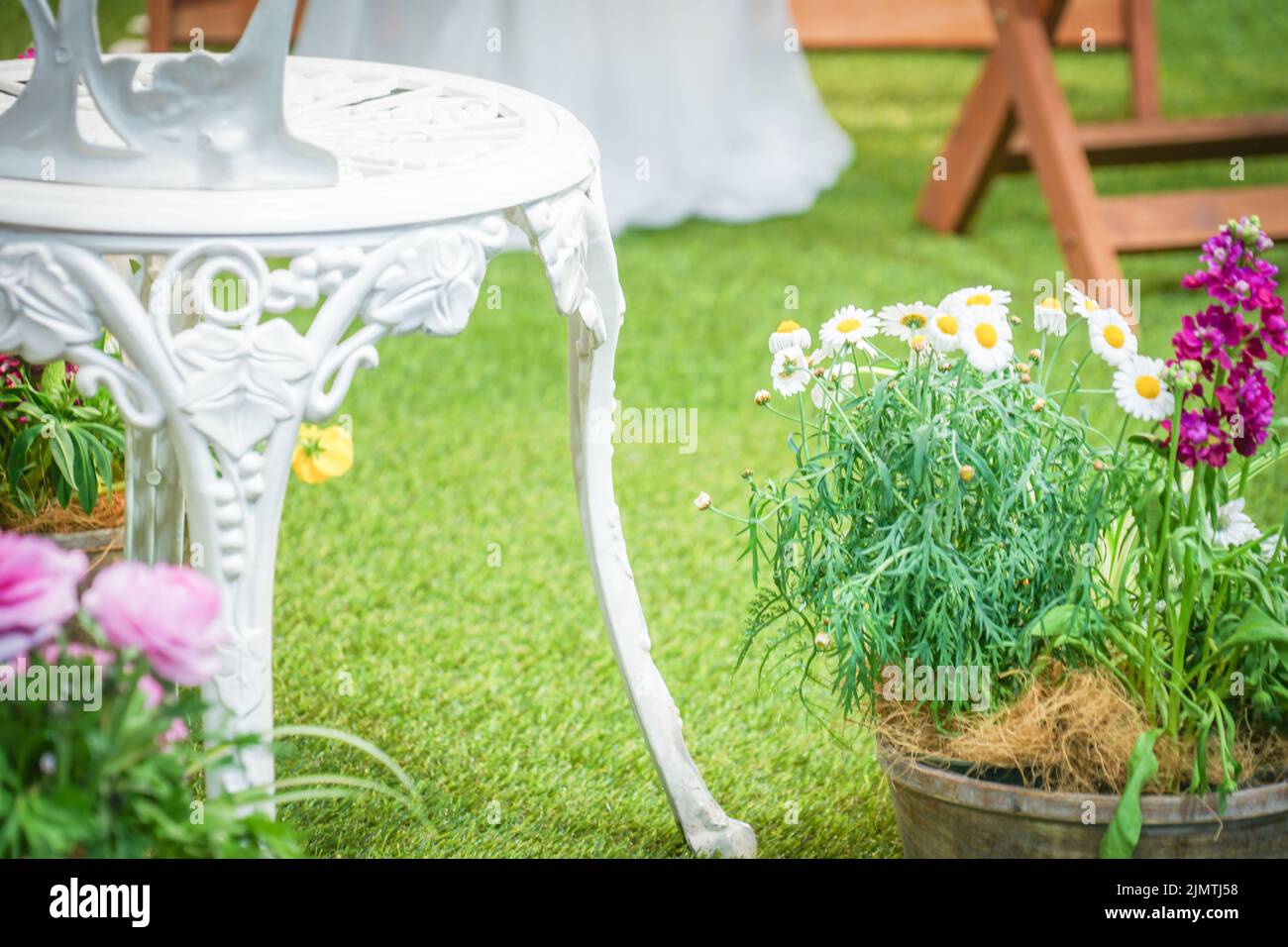 Colorful flowers wrapped in garden Stock Photo - Alamy